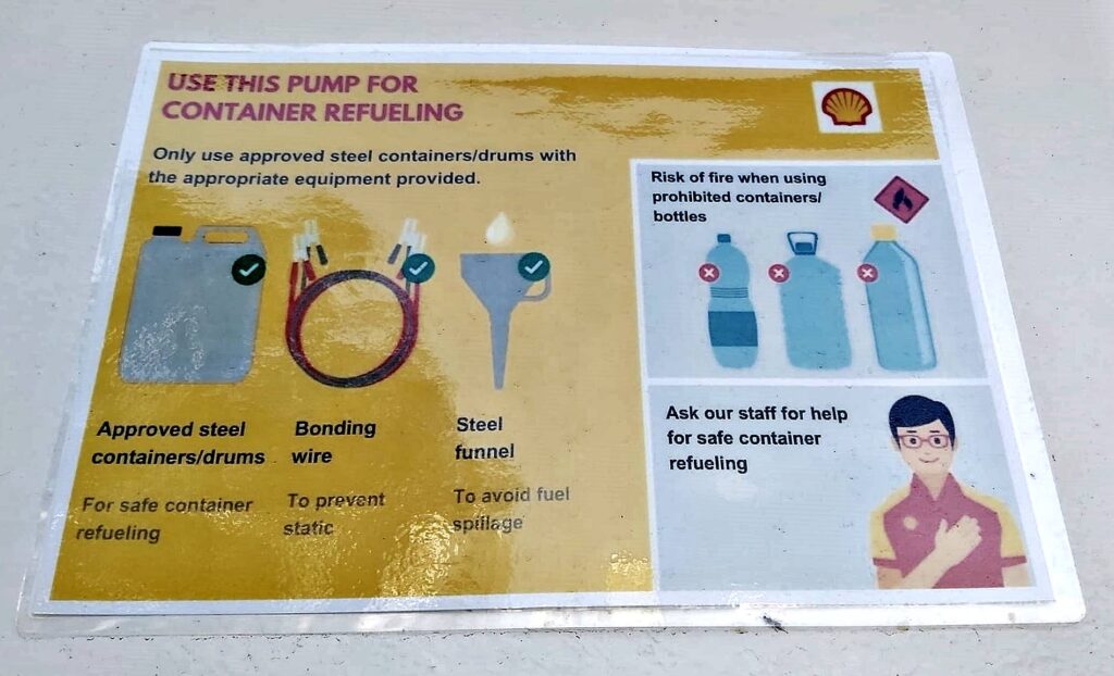 Important advice when carrying fuel away from petrol stations